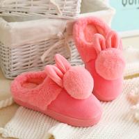 China Hot sale New children cute slippers autumn winter cartoon plush ball warm girls home indoor shoes for kids for sale