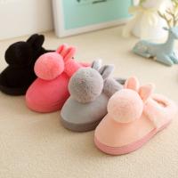 China Hot sale New children cute slippers autumn winter cartoon plush ball warm girls home indoor shoes for kids for sale
