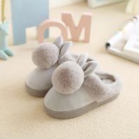 China Hot sale New children cute slippers autumn winter cartoon plush ball warm girls home indoor shoes for kids for sale