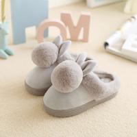 China Hot sale New children cute slippers autumn winter cartoon plush ball warm girls home indoor shoes for kids for sale