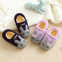 China Hot selling fashion cartoon smile rabbit closed Toe Children Slippers Plush Winter Warm home indoor Shoes for Kids for sale