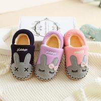China Hot selling fashion cartoon smile rabbit closed Toe Children Slippers Plush Winter Warm home indoor Shoes for Kids for sale