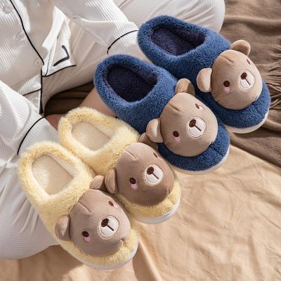 China Couple fashion cute style high quality cheap bedroom shoes 2021 new winter female thick bottom home slippers for sale