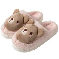 China Custom cartoon cute big bear shape factory price women winter warm soft plush home indoor shoes in stock for sale
