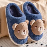 China Custom cartoon cute big bear shape factory price women winter warm soft plush home indoor shoes in stock for sale