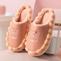 China New design Breathable plush cheap bedroom slippers closed toe ladies fashion solid color household shoes for sale