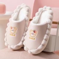 China New design Breathable plush cheap bedroom slippers closed toe ladies fashion solid color household shoes for sale