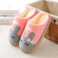 China Autumn winter home indoor shoes cute rabbit shape warm cartoon thick bottom plush slippers for men and women for sale