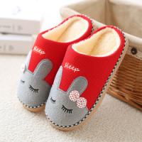 China Autumn winter home indoor shoes cute rabbit shape warm cartoon thick bottom plush slippers for men and women for sale