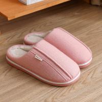 China Simple warm plush slippers 2021 hot sale winter thick-soled non-slip indoor home shoes women with best price for sale
