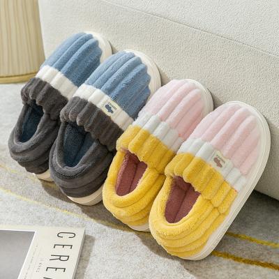 China New product all-inclusive slippers women warm indoor home daily use couple winter thick bottom plush bedroom shoes for sale
