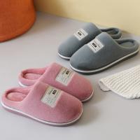 China Autumn and winter 2021 new slippers women plush round head home couple warm household shoes with high quality for sale