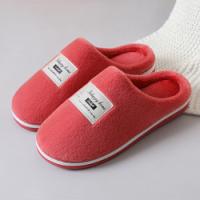 China Autumn and winter 2021 new slippers women plush round head home couple warm household shoes with high quality for sale