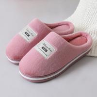 China Autumn and winter 2021 new slippers women plush round head home couple warm household shoes with high quality for sale