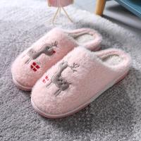 China New cartoon slippers female wholesale cute deer printing warm non-slip home indoor shoes autumn winter for sale