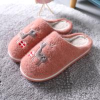 China New cartoon slippers female wholesale cute deer printing warm non-slip home indoor shoes autumn winter for sale