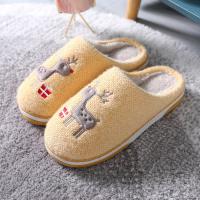 China New cartoon slippers female wholesale cute deer printing warm non-slip home indoor shoes autumn winter for sale