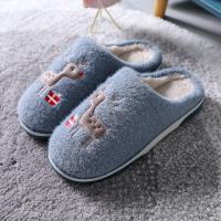 China New cartoon slippers female wholesale cute deer printing warm non-slip home indoor shoes autumn winter for sale
