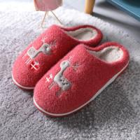China New cartoon slippers female wholesale cute deer printing warm non-slip home indoor shoes autumn winter for sale
