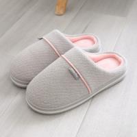China 2021 new winter slippers home warm knitted fabric upper plush simple couple indoor non-slip ladies bedroom shoes for sale