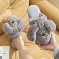 China Cute cartoon home slippers factory price ladies winter soft plush warm bedroom shoes for women and male for sale