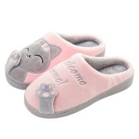 China Home cute cat cartoon cheap winter Slippers Indoor Ladies Warm soft plush TPR sole bedroom shoes autumn Winter for sale