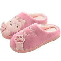 China Home cute cat cartoon cheap winter Slippers Indoor Ladies Warm soft plush TPR sole bedroom shoes autumn Winter for sale