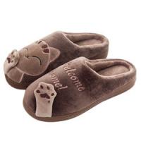 China Home cute cat cartoon cheap winter Slippers Indoor Ladies Warm soft plush TPR sole bedroom shoes autumn Winter for sale