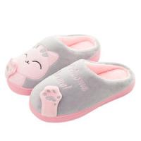 China Home cute cat cartoon cheap winter Slippers Indoor Ladies Warm soft plush TPR sole bedroom shoes autumn Winter for sale