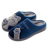 China Home cute cat cartoon cheap winter Slippers Indoor Ladies Warm soft plush TPR sole bedroom shoes autumn Winter for sale