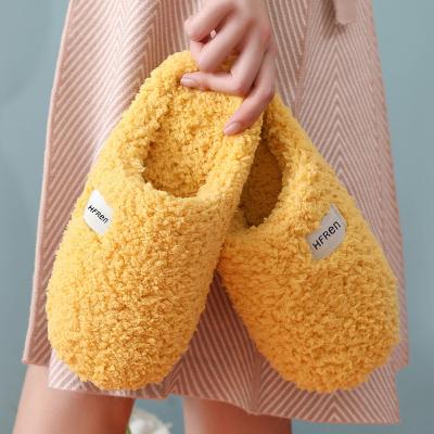 China New style plush couple slippers winter indoor non-slip cute home warm soft household shoes for women and male for sale