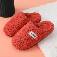 China New style plush couple slippers winter indoor non-slip cute home warm soft household shoes for women and male for sale
