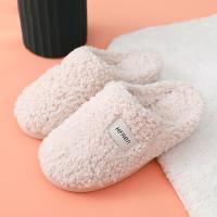 China New style plush couple slippers winter indoor non-slip cute home warm soft household shoes for women and male for sale