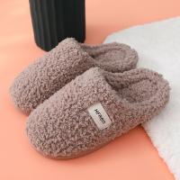 China New style plush couple slippers winter indoor non-slip cute home warm soft household shoes for women and male for sale