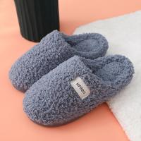 China New style plush couple slippers winter indoor non-slip cute home warm soft household shoes for women and male for sale