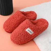 China New style plush couple slippers winter indoor non-slip cute home warm soft household shoes for women and male for sale