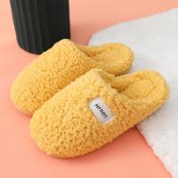 China New style plush couple slippers winter indoor non-slip cute home warm soft household shoes for women and male for sale