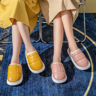 China Factory price PU Leather upper slippers wholesale flexible comfort Thick Bottom winter fashion female bedroom shoes for sale