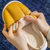 China Factory price PU Leather upper slippers wholesale flexible comfort Thick Bottom winter fashion female bedroom shoes for sale