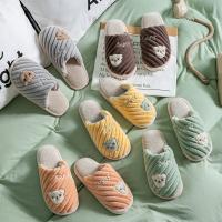 China Custom cute cartoon bear cheap bedroom slippers couple warm comfortable fluff home shoes women in stock for sale