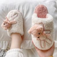 China Wholesale 2021 winter new female cute Cartoon plush bear indoor home shoes keep warm soft couple slippers for sale
