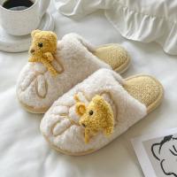 China Wholesale 2021 winter new female cute Cartoon plush bear indoor home shoes keep warm soft couple slippers for sale