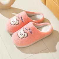China wholesale New women winter warm home cartoon cute bear slippers soft plush anti-slip couple house shoes for sale