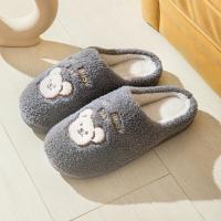 China wholesale New women winter warm home cartoon cute bear slippers soft plush anti-slip couple house shoes for sale