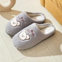 China wholesale New women winter warm home cartoon cute bear slippers soft plush anti-slip couple house shoes for sale