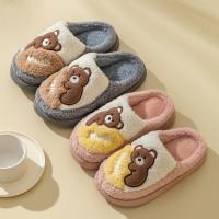 China Wholesale new design ladies thick-soled cute bear house shoes couple warm soft plush slippers winter for sale