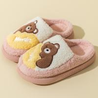 China Wholesale new design ladies thick-soled cute bear house shoes couple warm soft plush slippers winter for sale