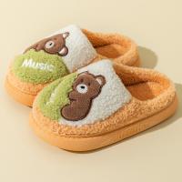 China Wholesale new design ladies thick-soled cute bear house shoes couple warm soft plush slippers winter for sale