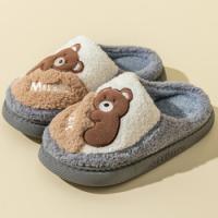 China Wholesale new design ladies thick-soled cute bear house shoes couple warm soft plush slippers winter for sale