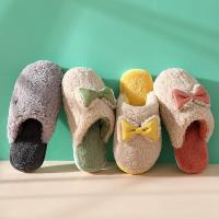 China Wholesale Hairy slippers autumn winter couple warm soft plush cute bowknot female non-slip bedroom shoes for sale